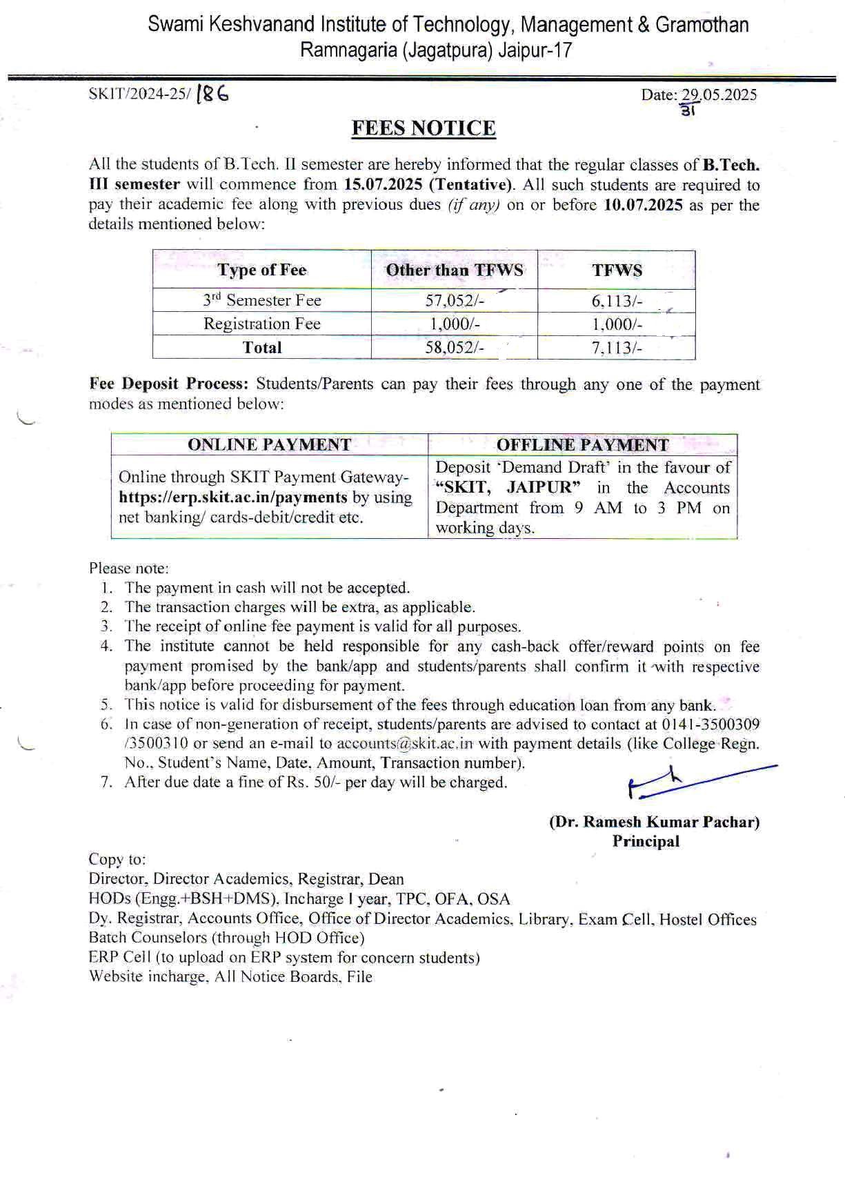 Notices - SKIT Jaipur - NAAC A++ Grade Accredited, Best Engineering ...