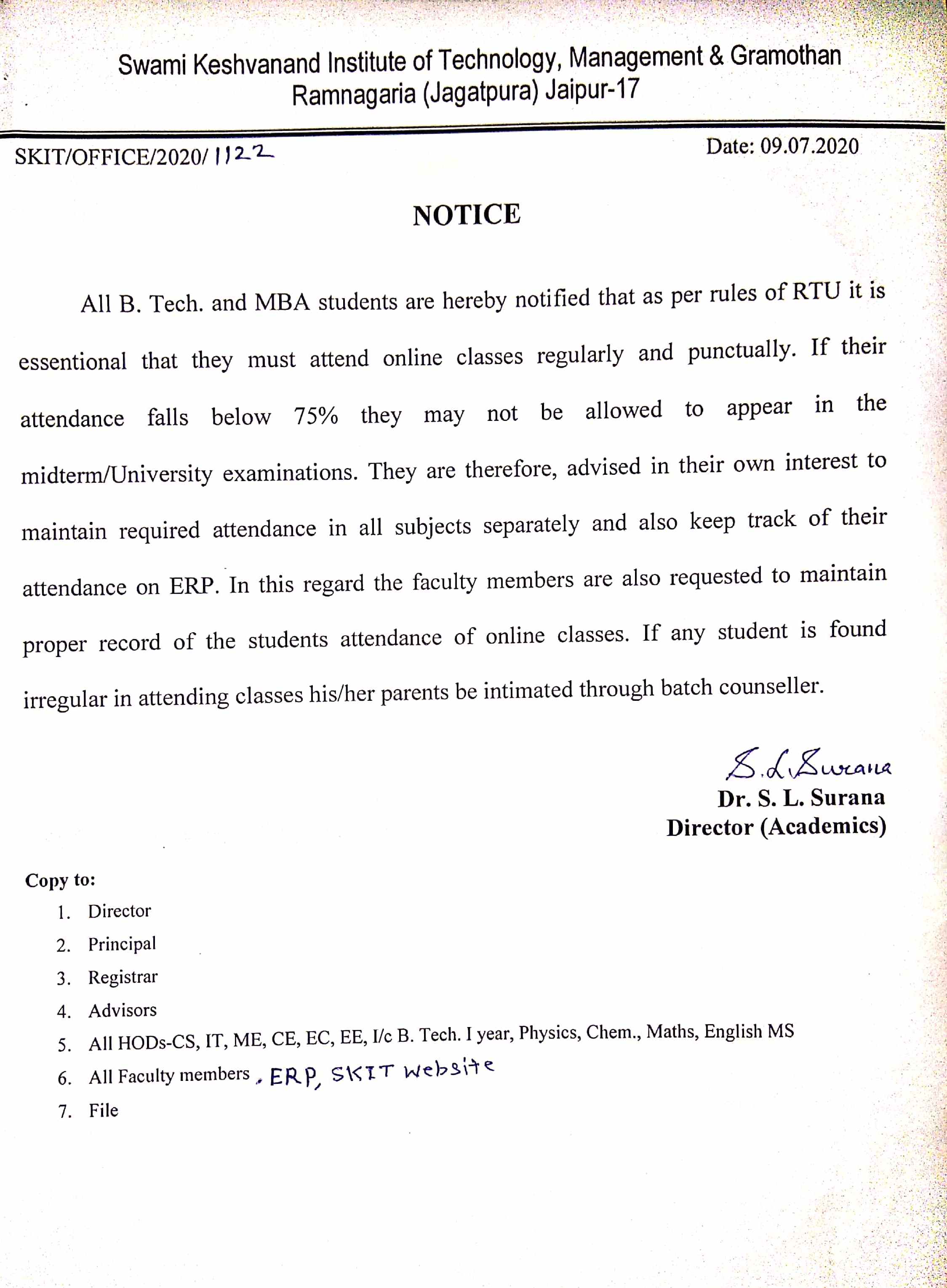 Notices - SKIT - NAAC A++ Accreditated, Best Engineering College, Best ...